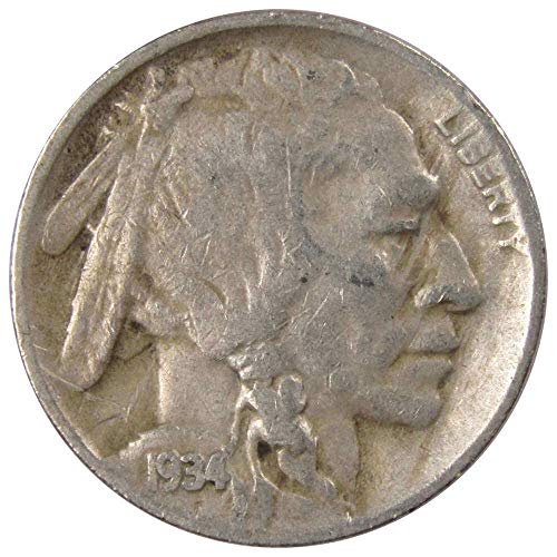 1934 D Indian Head Buffalo Nickel 5 Cent Piece F Fine 5c US Coin Collectible