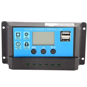 akozon solar panel controller, solar charger controller intelligent panel battery regulator pwm 12v 24v dual usb (yjss-10a)