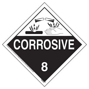 class 8 corrosive placard, worded 25-pk. - 10.75" x 10.75" removable self adhesive economy vinyl for short-term applications - j. j. keller& associates - complies with dot hazmat placard requirements