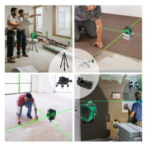 WOKELINE 3D Laser Level Self Leveling Green Beam 3x360° 12 Lines Leveling and Alignment Laser Tool for Construction and Picture Hanging,130 Ft Indoor Range High-Accuracy 1/16 in