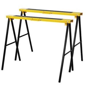 forup portable folding sawhorse, heavy duty twin pack, 275 lb weight capacity each 2 pack (yellow)