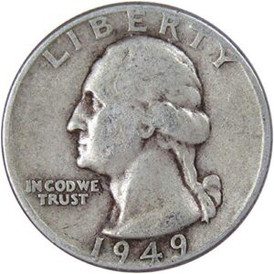 1949 d washington quarter f fine 90% silver 25c us coin collectible