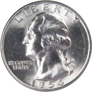 1954 s washington quarter bu uncirculated mint state 90% silver 25c us coin