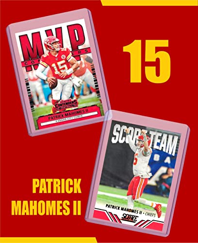 Patrick Mahomes Football Cards (5) Assorted Bundle - Kansas City Chiefs Trading Card Gift Set