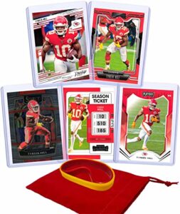 tyreek hill football cards (5) assorted bundle - kansas city chiefs trading card gift set