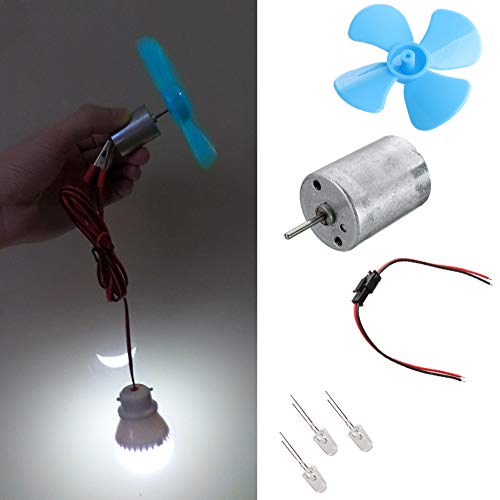 Yziss DIY Kits 6-9V Wind Turbine Micro Motor/Mini Blue Leaf Paddle/Diodes/Cables