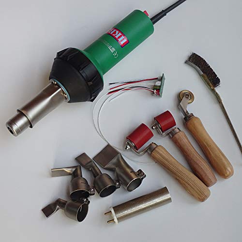 Hot Air Plastic Welding Gun With Rollers,Penny Roller,2pcs Flat Nozzle,Brush And Spare Heat Element With Mica Tube (110V Plastic Welder type 2)