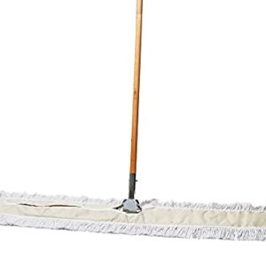 Tidy Tools Commercial Dust Mop & Floor Sweeper, 48 in. Dust Mop for Hardwood Floors, Cotton Reusable Dust Mop Head, Wooden Broom Handle, Industrial Dry Mop for Floor Cleaning & Janitorial Supplies