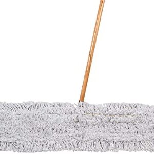 Tidy Tools Commercial Dust Mop & Floor Sweeper, 48 in. Dust Mop for Hardwood Floors, Cotton Reusable Dust Mop Head, Wooden Broom Handle, Industrial Dry Mop for Floor Cleaning & Janitorial Supplies