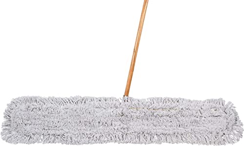 Tidy Tools Commercial Dust Mop & Floor Sweeper, 48 in. Dust Mop for Hardwood Floors, Cotton Reusable Dust Mop Head, Wooden Broom Handle, Industrial Dry Mop for Floor Cleaning & Janitorial Supplies