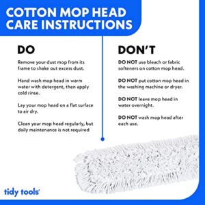 Tidy Tools Commercial Dust Mop & Floor Sweeper, 48 in. Dust Mop for Hardwood Floors, Cotton Reusable Dust Mop Head, Wooden Broom Handle, Industrial Dry Mop for Floor Cleaning & Janitorial Supplies