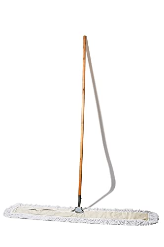 Tidy Tools Commercial Dust Mop & Floor Sweeper, 48 in. Dust Mop for Hardwood Floors, Cotton Reusable Dust Mop Head, Wooden Broom Handle, Industrial Dry Mop for Floor Cleaning & Janitorial Supplies