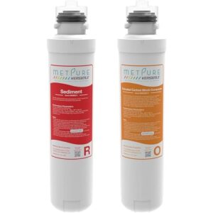 metpure versatile mv-roset red (r) + orange (o) quick twist filter set replacement cartridge bundle (1 x sediment, 1 x extruded carbon composite)