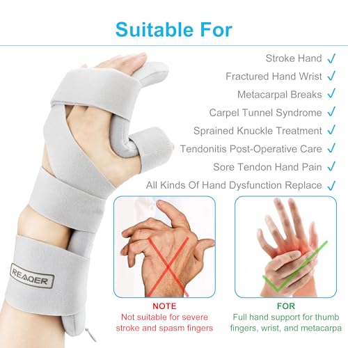 REAQER Stroke Resting Hand Splint Bendable Night Immobilizer Muscle Atrophy Hemiplegia Rehabilitation Straighten Your Fingers Hand, Wrist (Left)