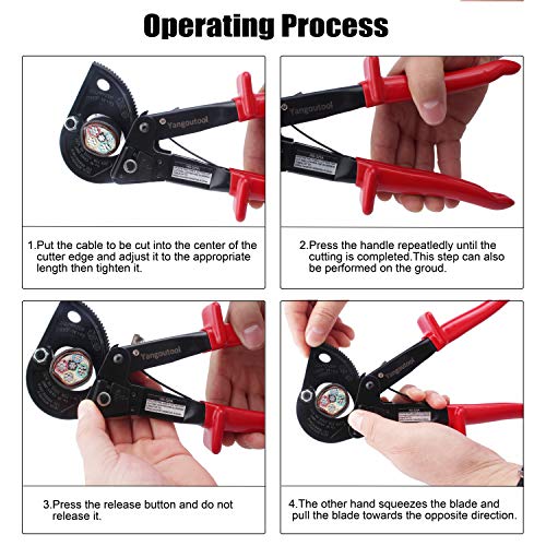 Yangoutool Ratchet Cable Wire Cutter and Heavy Duty Aluminum Copper Ratchet Cable Cutter for Cutting Electrical Wire Up to 240mm² Cutter Pliers