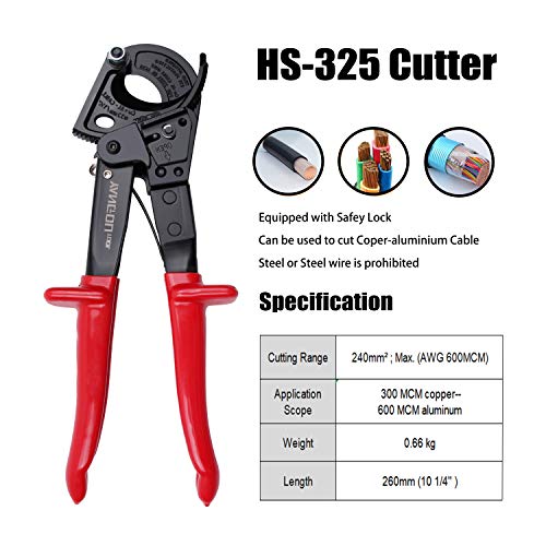 Yangoutool Ratchet Cable Wire Cutter and Heavy Duty Aluminum Copper Ratchet Cable Cutter for Cutting Electrical Wire Up to 240mm² Cutter Pliers