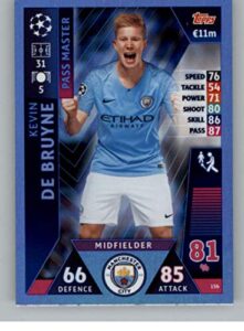 2018-19 topps uefa champions league match attax #156 kevin de bruyne manchester city fc official futbol soccer card