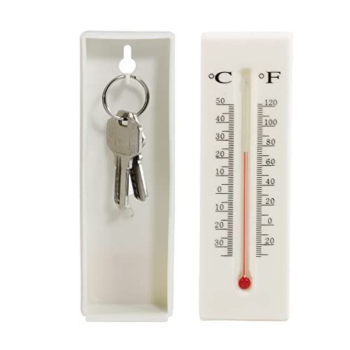 WYZworks - Thermometer Hide a Key Holder House Car Stash Temperature – Ideal for Indoor and Outdoor Purposes - Temperature and Humidity Meter with Celsius/Fahrenheit (℃/℉) – Hidden Key Holder