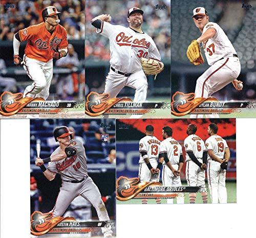 Baltimore Orioles 2018 Topps Complete 23 Card Regular Issue Team Set with Manny Machado, Trey Mancini Future Stars and Rookie Cards Plus