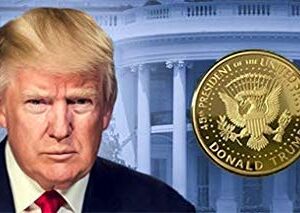 Donald Trump 1st Term 4 Coin Gift Box Set 2017, 18, 19, 20, Clear Stand, 24kt Gold Plated Replica Medallion, Cert. of Auth. (1st Term Clear4)