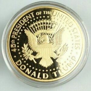 Donald Trump 1st Term 4 Coin Gift Box Set 2017, 18, 19, 20, Clear Stand, 24kt Gold Plated Replica Medallion, Cert. of Auth. (1st Term Clear4)