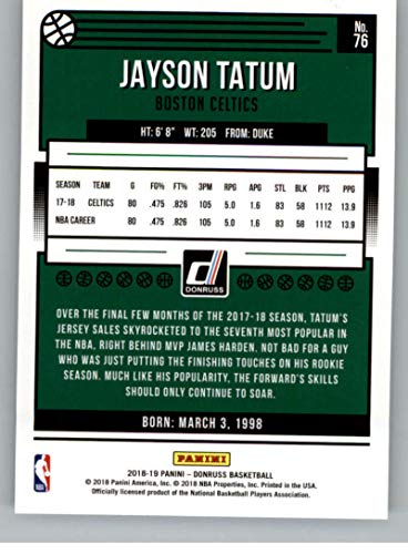 2018-19 Donruss #76 Jayson Tatum Boston Celtics Basketball Card