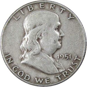 1951 d franklin half dollar vf very fine 90% silver 50c us coin collectible