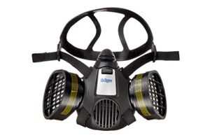 dräger x-plore 3500 half-face respirator mask + 2x multi-gas cartridge (ov/ag/hf/fm/cd/am/ma/hs), niosh-certified, reusable professional respiratory protection kit