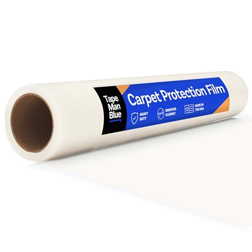 Carpet Protection Film 36" x 200' roll. Made in The USA! Easy Unwind, Clean Removal, Strongest and Most Durable Carpet Protector. Clear, Self-Adhesive Surface Protective Film.