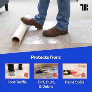 Carpet Protection Film 36" x 200' roll. Made in The USA! Easy Unwind, Clean Removal, Strongest and Most Durable Carpet Protector. Clear, Self-Adhesive Surface Protective Film.