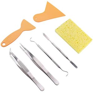 whaline 7 pieces mosaic tools, mosaic tweezers tile beginner setwith 2 scrapers, 2 tweezers, 1 double-endedhook, 1 spatula, 1 sponge