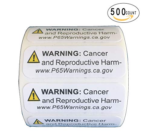 FirstZi Adhesive Paper California Prop 65 Warning Labels Sign Short Form - 0.5x1.5 Inches - 500 Stickers per Roll