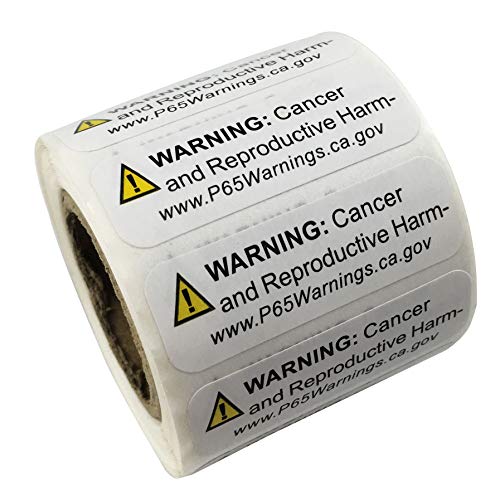 FirstZi Adhesive Paper California Prop 65 Warning Labels Sign Short Form - 0.5x1.5 Inches - 500 Stickers per Roll