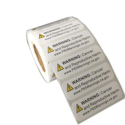 FirstZi Adhesive Paper California Prop 65 Warning Labels Sign Short Form - 0.5x1.5 Inches - 500 Stickers per Roll