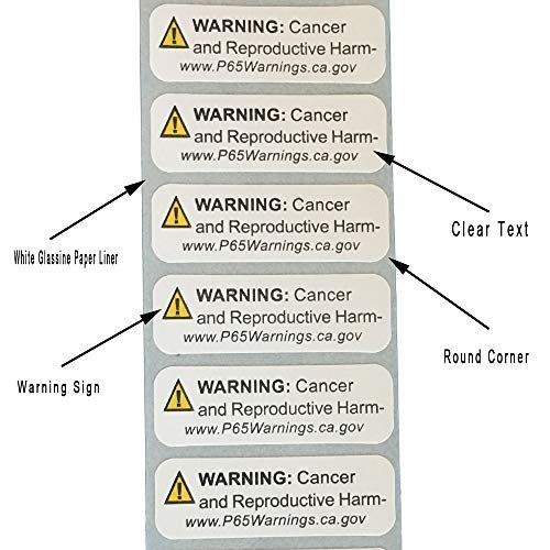 FirstZi Adhesive Paper California Prop 65 Warning Labels Sign Short Form - 0.5x1.5 Inches - 500 Stickers per Roll