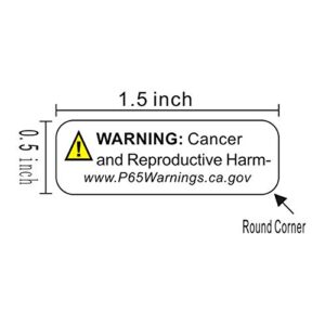 FirstZi Adhesive Paper California Prop 65 Warning Labels Sign Short Form - 0.5x1.5 Inches - 500 Stickers per Roll