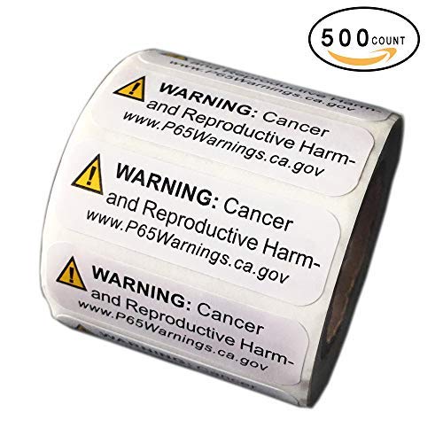 FirstZi Adhesive Paper California Prop 65 Warning Labels Sign Short Form - 0.5x1.5 Inches - 500 Stickers per Roll