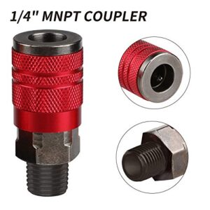 Hromee 4-Way Straight Air Manifold 5 Ports Aluminum Industrial Pneumatic Air Compressor Quick Connect Socket In Line Type Air Hose Splitter with 4 Couplers and 1/4" Male NPT Plug