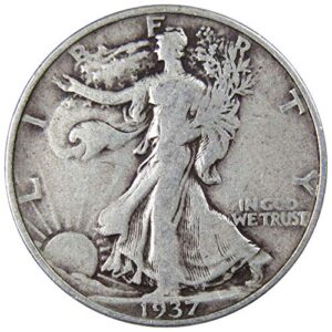 1937 liberty walking half dollar ag about good 90% silver 50c us coin