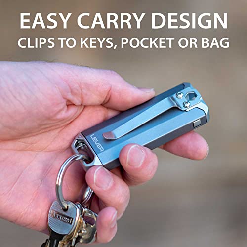 Lever Gear BitVault - Portable Pocket screwdriver & Waterproof Keychain Container - Dual Use EDC Gear is 2 EDC Tools in 1 - Key Chain Capsule Holds Hex Bits for a Keychain Screwdriver (Silver)