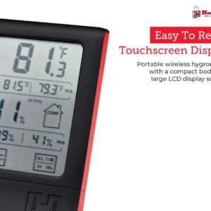 Hornady Digital Hygrometer, 95909 - Indoor Temperature and Humidity Monitor with Touchscreen LCD Display - Ideal Room Thermometer Hygrometer for Gun Safes & Cabinets, Closets, Workbench & More