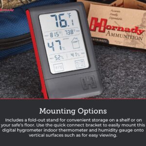 Hornady Digital Hygrometer, 95909 - Indoor Temperature and Humidity Monitor with Touchscreen LCD Display - Ideal Room Thermometer Hygrometer for Gun Safes & Cabinets, Closets, Workbench & More