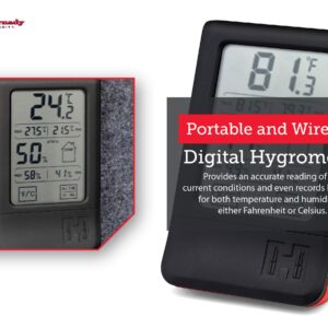 Hornady Digital Hygrometer, 95909 - Indoor Temperature and Humidity Monitor with Touchscreen LCD Display - Ideal Room Thermometer Hygrometer for Gun Safes & Cabinets, Closets, Workbench & More