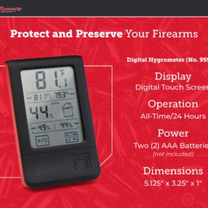 Hornady Digital Hygrometer, 95909 - Indoor Temperature and Humidity Monitor with Touchscreen LCD Display - Ideal Room Thermometer Hygrometer for Gun Safes & Cabinets, Closets, Workbench & More