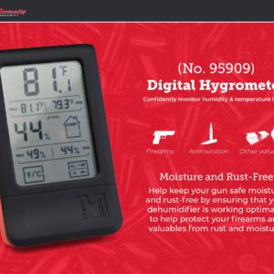 Hornady Digital Hygrometer, 95909 - Indoor Temperature and Humidity Monitor with Touchscreen LCD Display - Ideal Room Thermometer Hygrometer for Gun Safes & Cabinets, Closets, Workbench & More