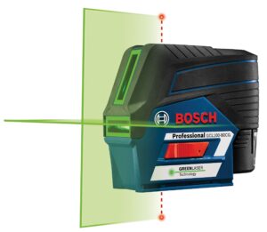 bosch gcl100-80cg 12v 100ft green combination laser level self-leveling with visimax technology, fine adjustment mount & hard carrying case