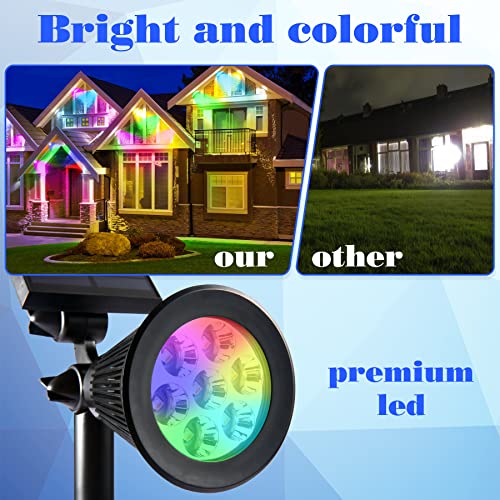 OKEER Solar Spotlights, 2 in 1 Waterproof 7 LED Fixed Colored Solar Adjustable Wall Lights Security Landscape Lighting Dark Sensor Auto On/Off for Tree Walkway Deck Garden Yard Pool Area (4 Pack)