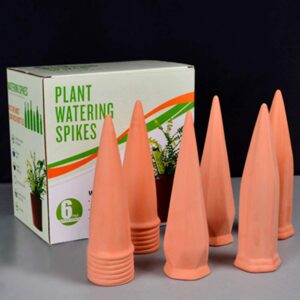 MorTime Plant Watering Devices, Plant Waterer Self Watering Terracotta Spikes Automatically Water Your Indoor and Outdoor Plants While On Vacation (6pc)