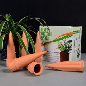 MorTime Plant Watering Devices, Plant Waterer Self Watering Terracotta Spikes Automatically Water Your Indoor and Outdoor Plants While On Vacation (6pc)