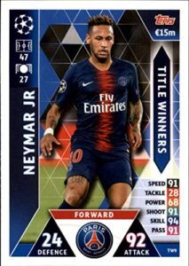 2018-19 topps uefa champions league match attax title winners #tw9 neymar jr paris saint-germain official futbol soccer card